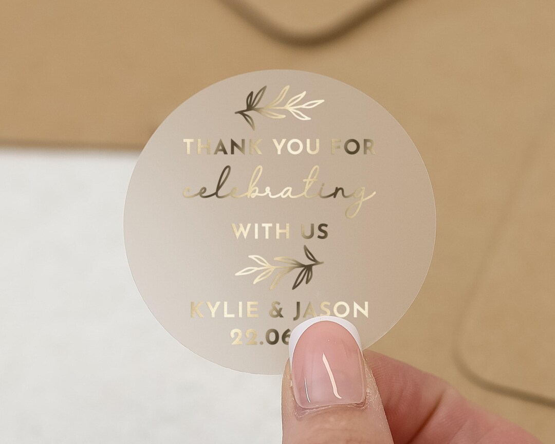 Thank You Sticker, Wedding Thank You Sticker, Personalised Wedding ...