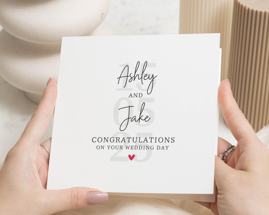 Custom Wedding Day Date Card, Congratulations on Your Wedding, Friend ...