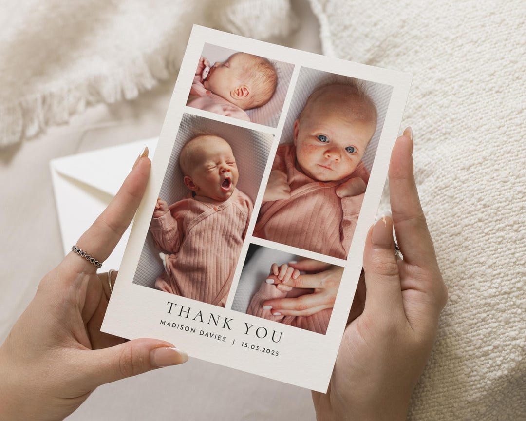 Editable New Baby Cards Thank You, New Baby Girl Thank You Cards Photo ...