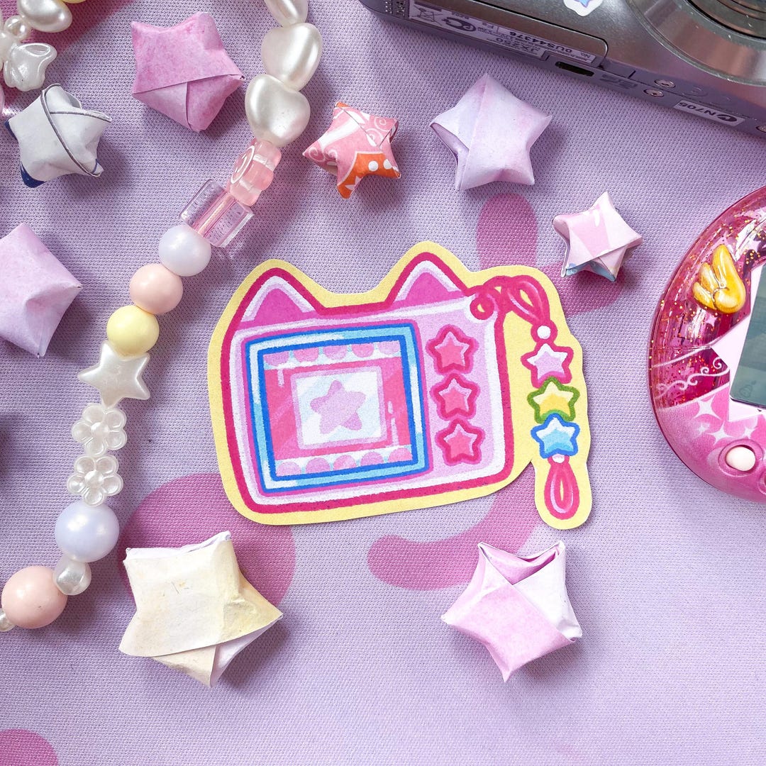 Tamagotchi Pink Virtual Pet Themed Matte Sticker for Journal iPad Decor ...