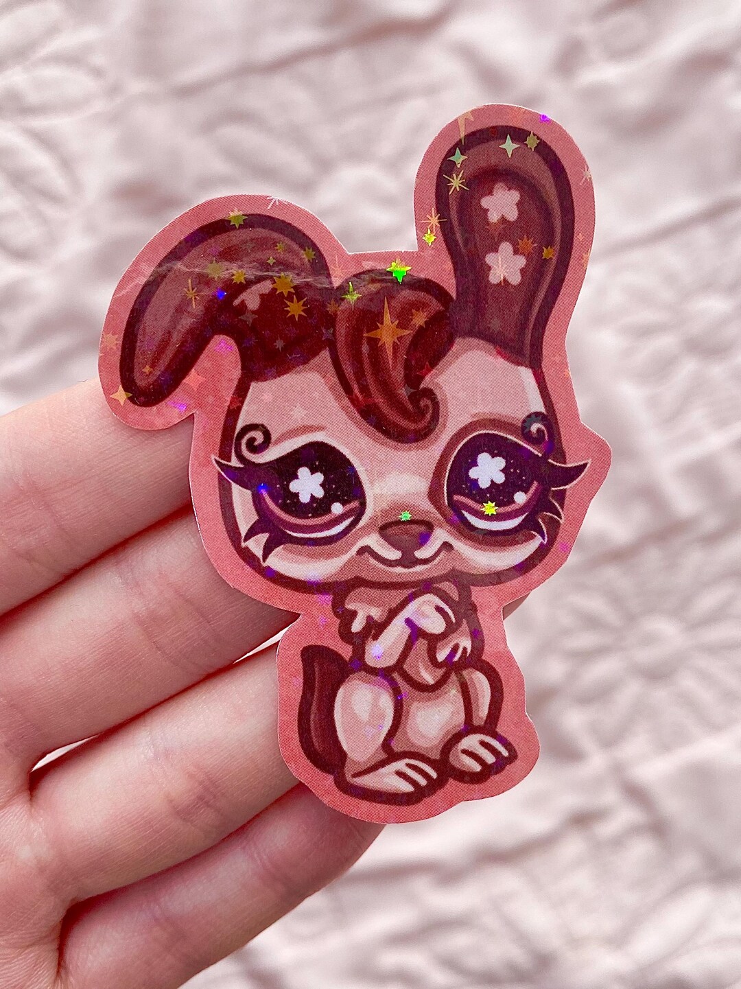 LPS Bunny Holographic Glitter Sticker - Etsy