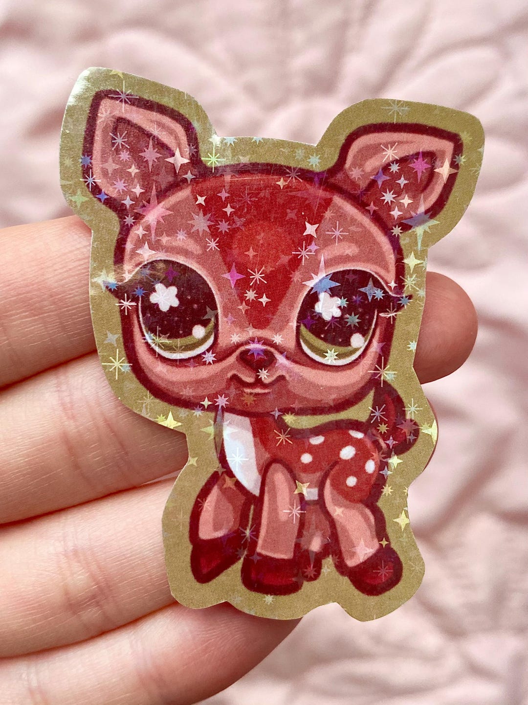 LPS Deer Holographic Sparkly Star Glitter Sticker Stationey for Journal ...