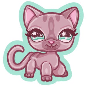 LPS Cat Holographic Glitter Sticker - Etsy