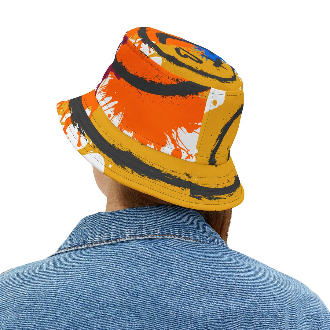 Unisex Bucket Hat, Smiley Face Design, Classic Bucket Cap, Fisher Man ...