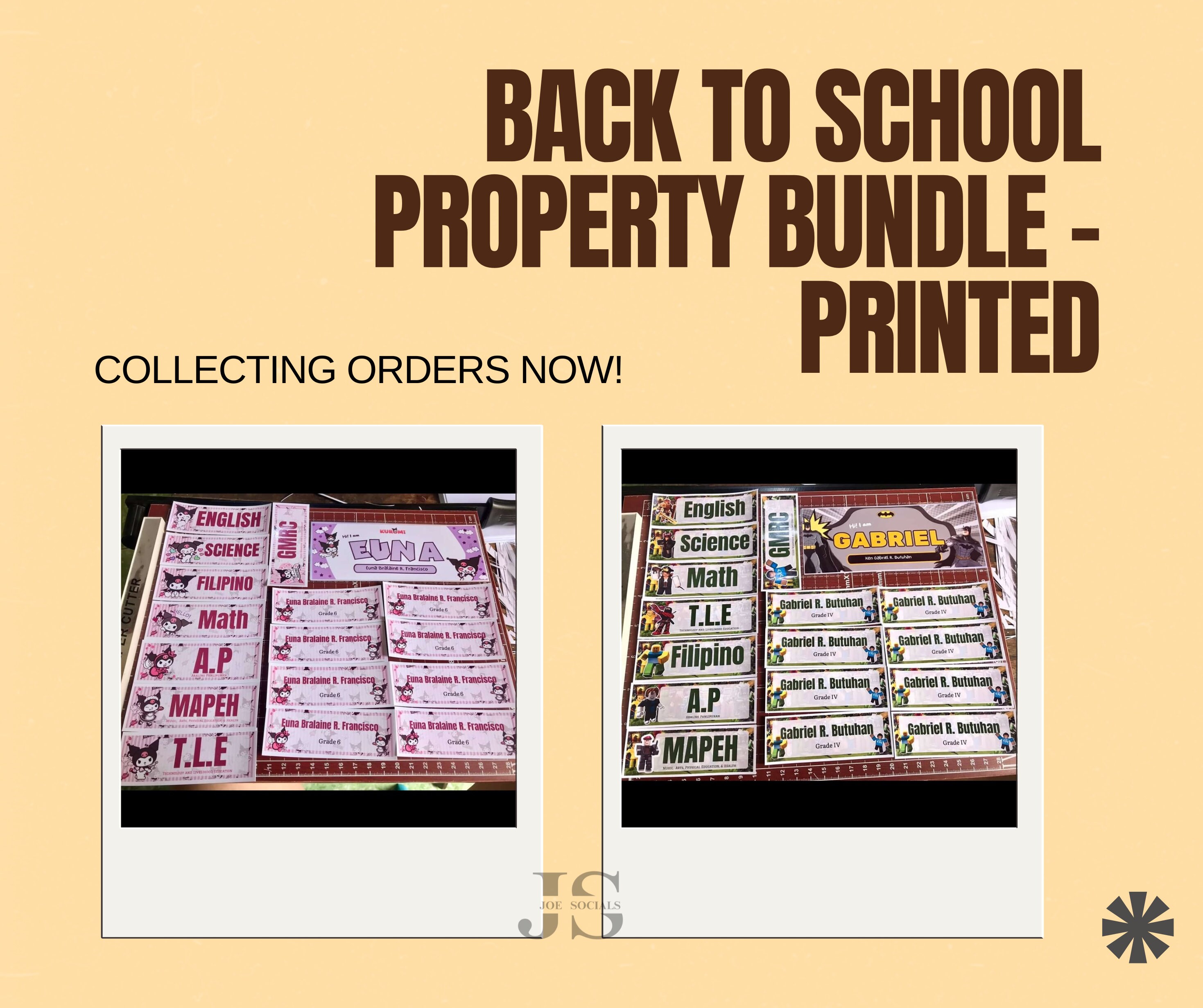 Back to School Student Property Bundle name Tag, Notebook Tag ...