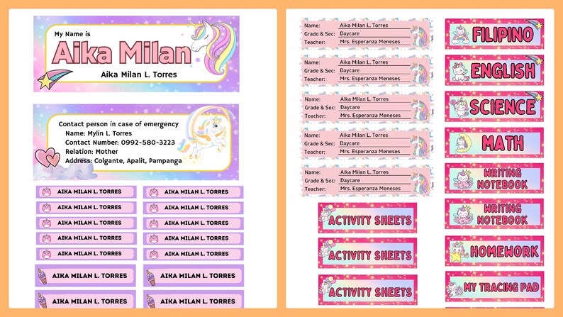 Back to School Student Property Bundle name Tag, Notebook Tag ...