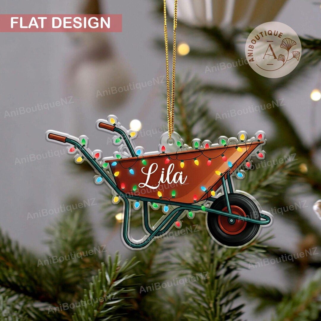 Gardening Wheelbarrow Christmas Ornament, Gardening Christmas Decor ...