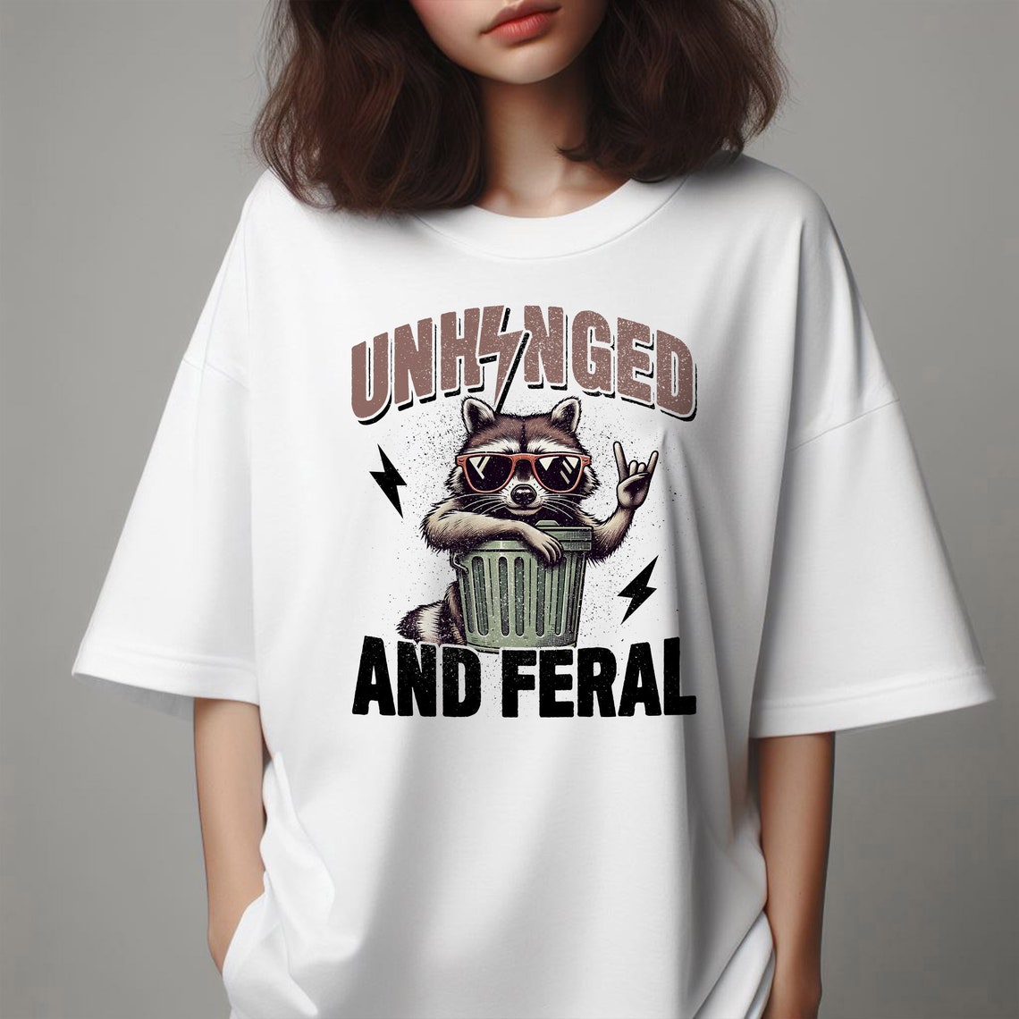 Unhinged and Feral Raccoon Png, Retro Funny Raccoon Png, Sarcastic ...