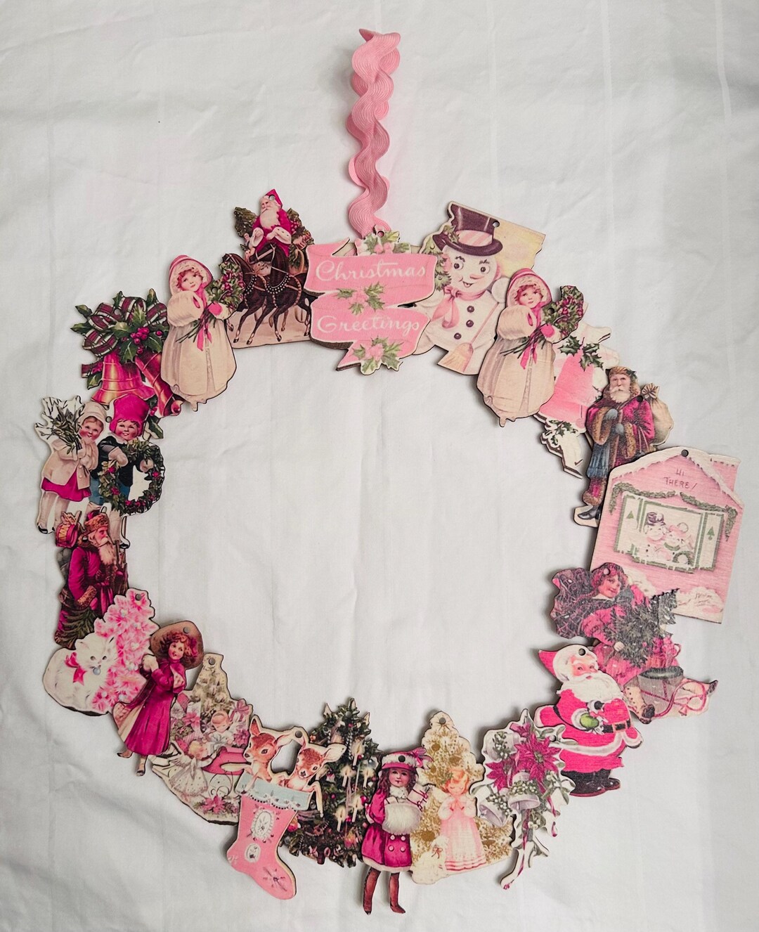 Vintage Style Wooden Christmas Wreath Victorian Cards - Etsy