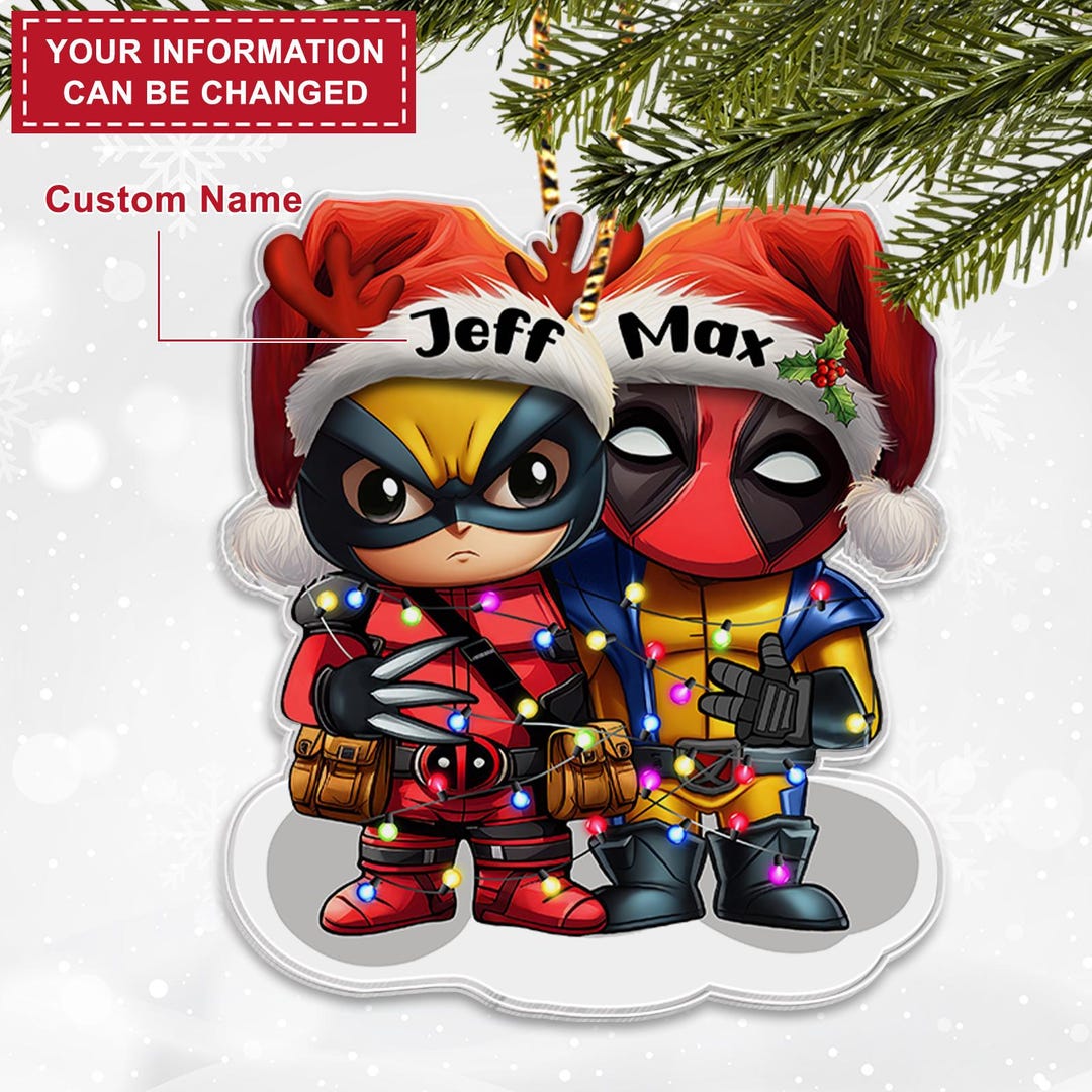 Personalized Deadpool and Wolverine Ornament, Marvel Deadpool Christmas ...