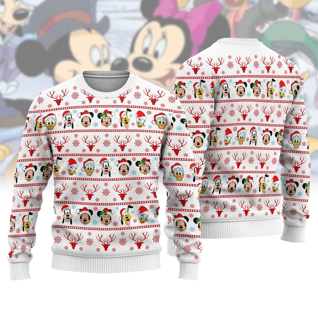 Mickey and Friends Christmas Ugly Sweater, Mickey Minnie Mouse ...