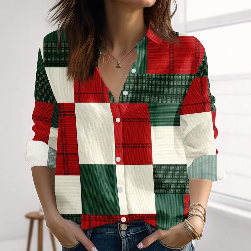 Christmas Plaid Blouses Women - Etsy
