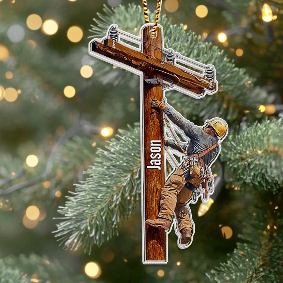 Personalized Lineman Outfit Christmas Ornament, Lineworker Costume ...