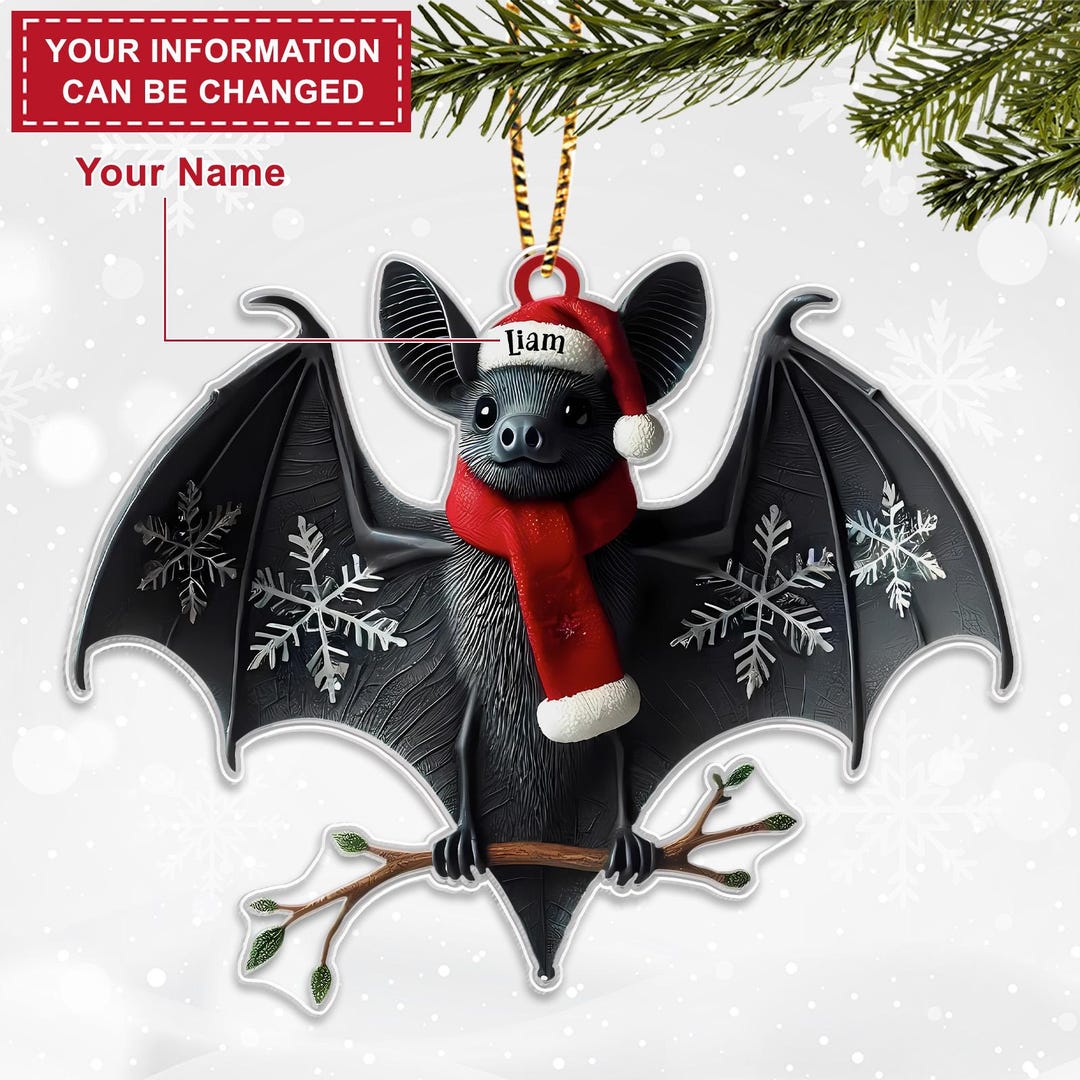 Personalized Gothic Bat Christmas Ornament, Unique Bat Christmas ...