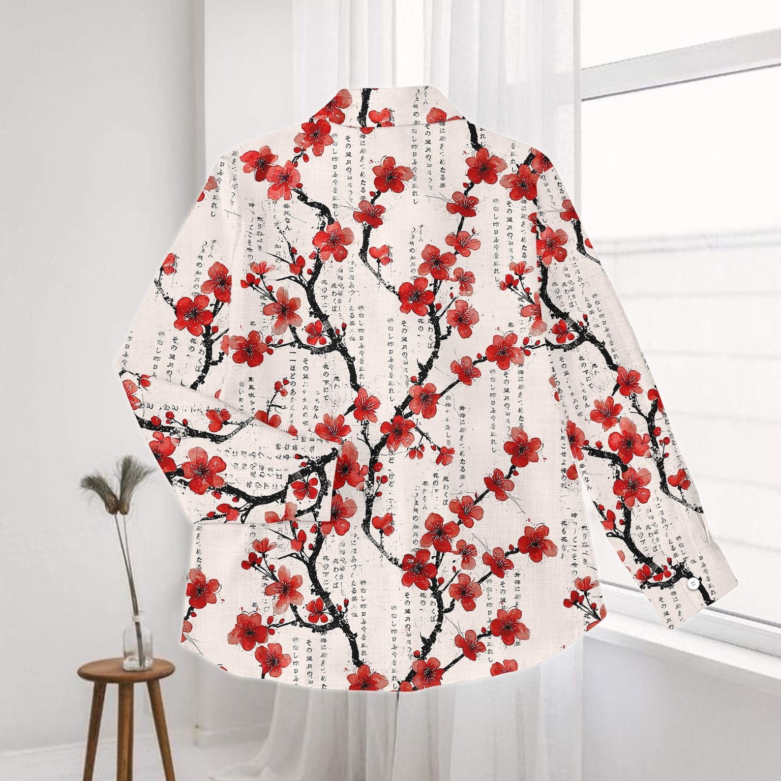 Cherry Blossom Japanese Blouse Shirt, Floral Flower Women Shirt, Asian ...