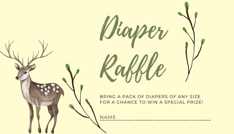 Oh Deer Diaper Raffle Ticket Digital Template for Printing Baby Shower ...
