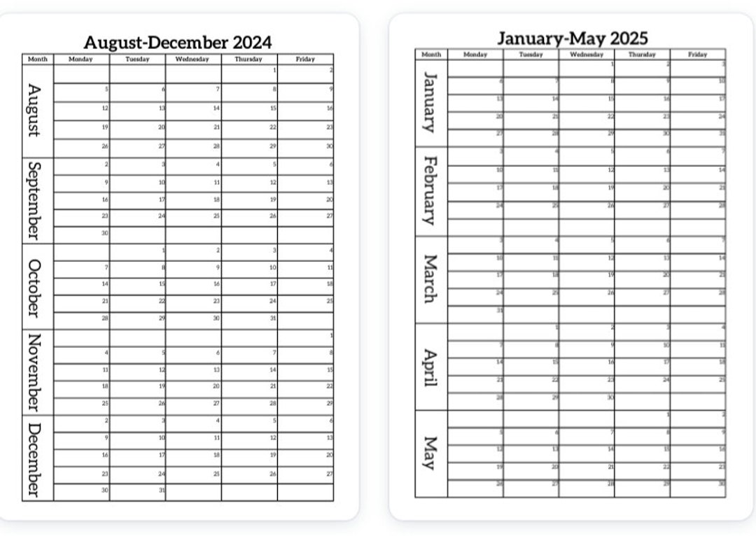 Giant Two-piece School-year Planning Wall Calendar Aug-dec 2024 and Jan ...