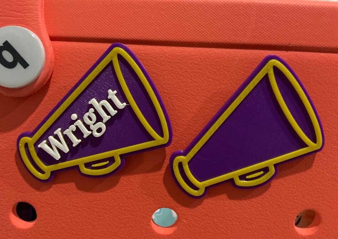Cheer Cheerleader Megaphone Bogg Bag Charm - 3D Printed - Personalized ...