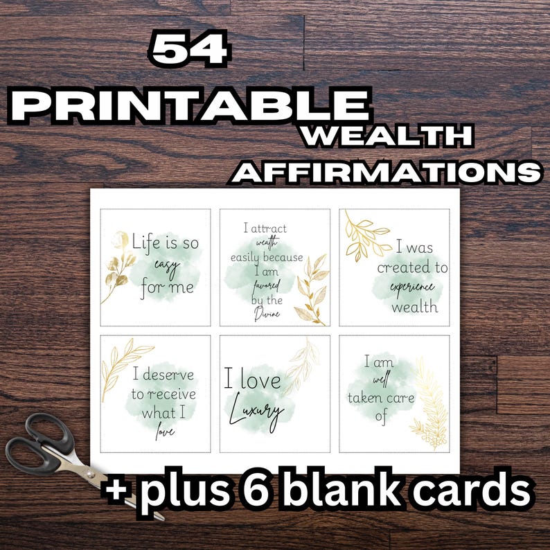 54 Printable Affirmation Cards for Money, Wealth Affirmation Cards ...