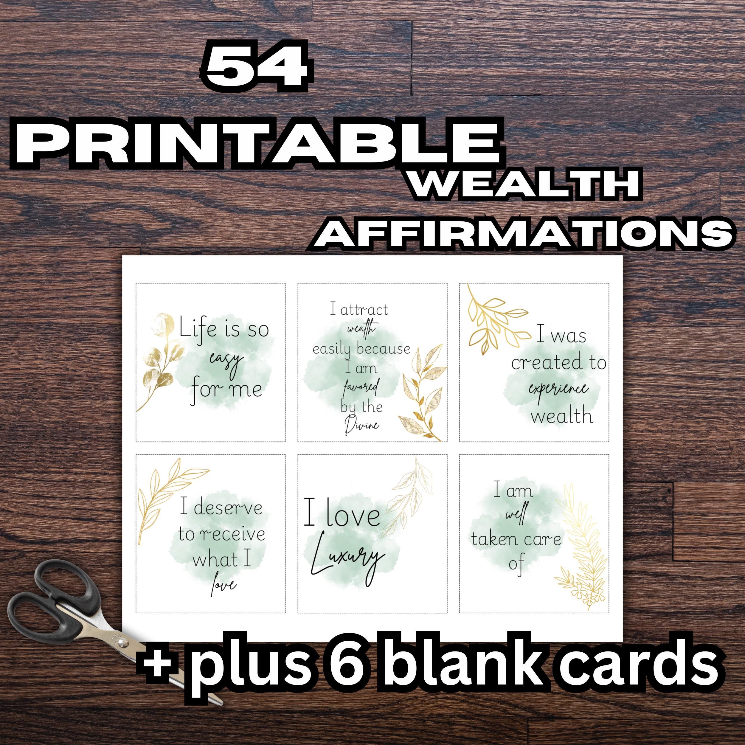 54 Printable Affirmation Cards for Money, Wealth Affirmation Cards ...