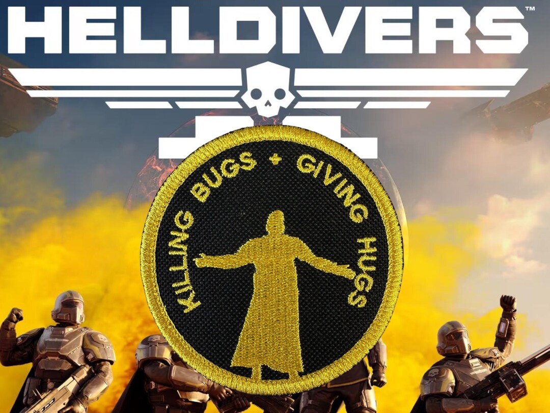 Killing Bugs Giving Hugs Premium Embroidered Patch Inspire Helldiver II Iron On - Etsy