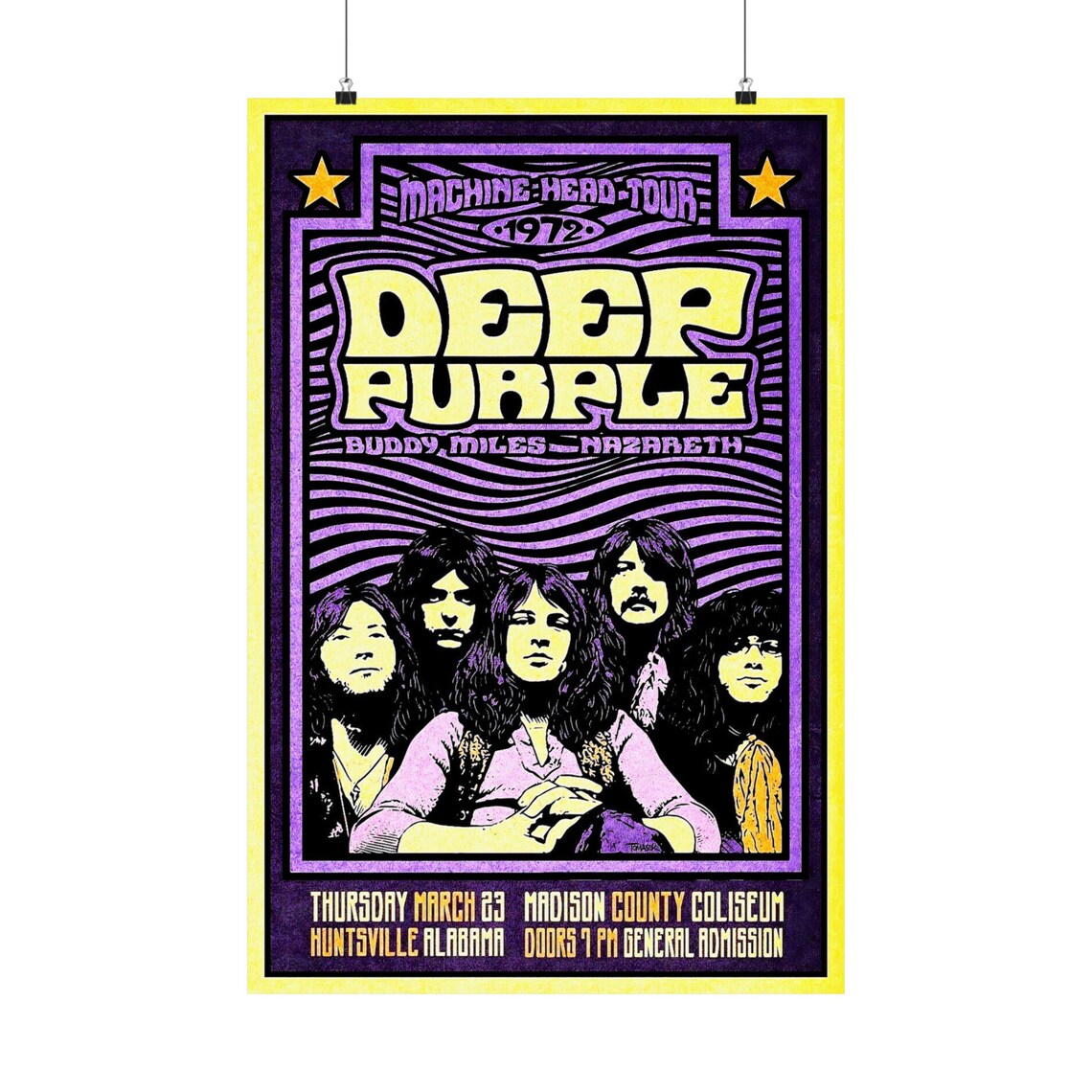 Deep Purple 1972 Concert Poster, Machine Head Tour, Vintage Wall Art - Etsy