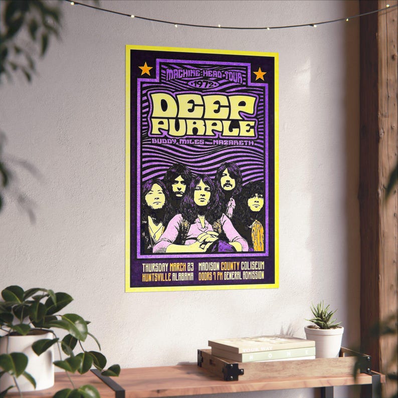 Deep Purple 1972 Concert Poster, Machine Head Tour, Vintage Wall Art - Etsy
