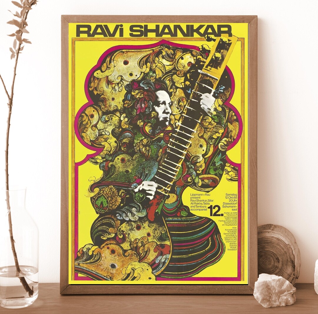 Ravi Shankar Retro Poster: Bohemian Music Wall Art - Etsy