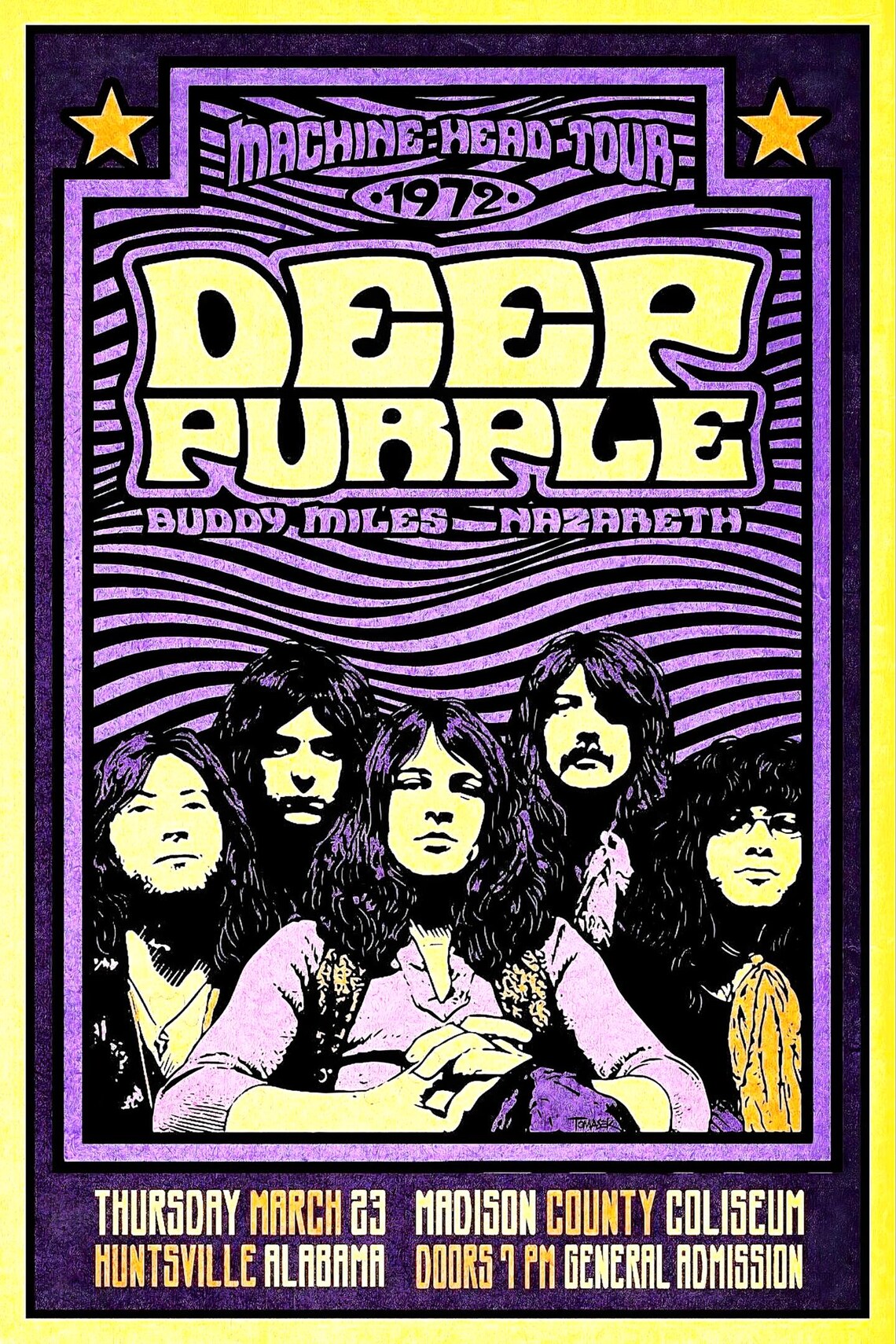 Deep Purple 1972 Concert Poster, Machine Head Tour, Vintage Wall Art - Etsy
