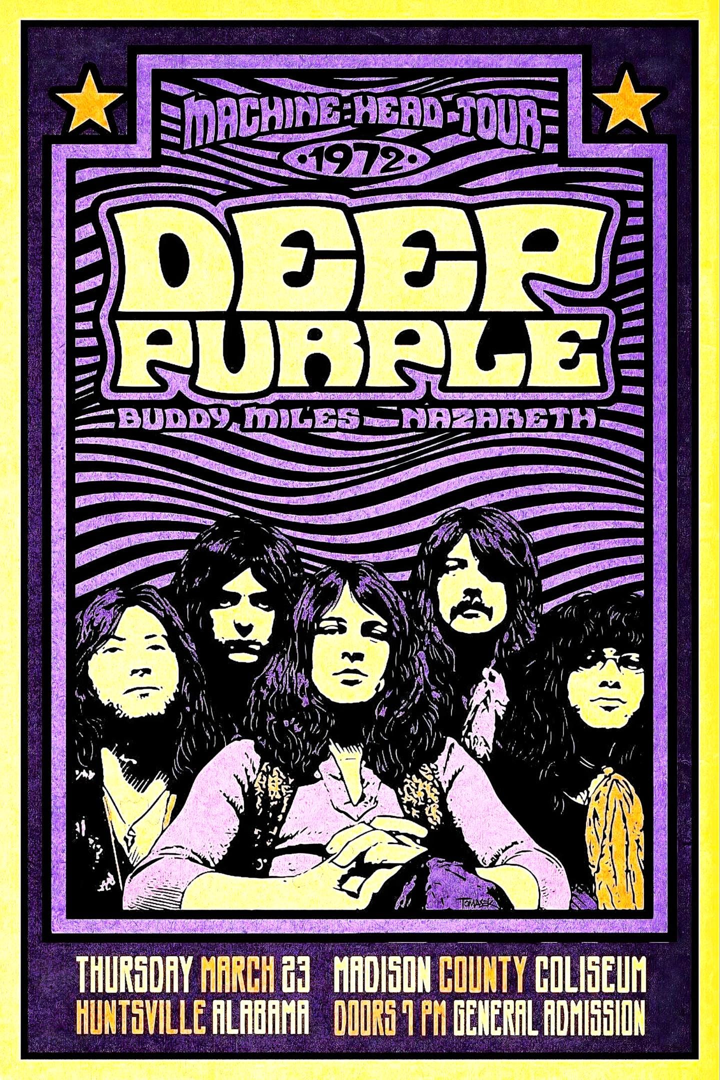 Deep Purple 1972 Concert Poster, Machine Head Tour, Vintage Wall Art - Etsy