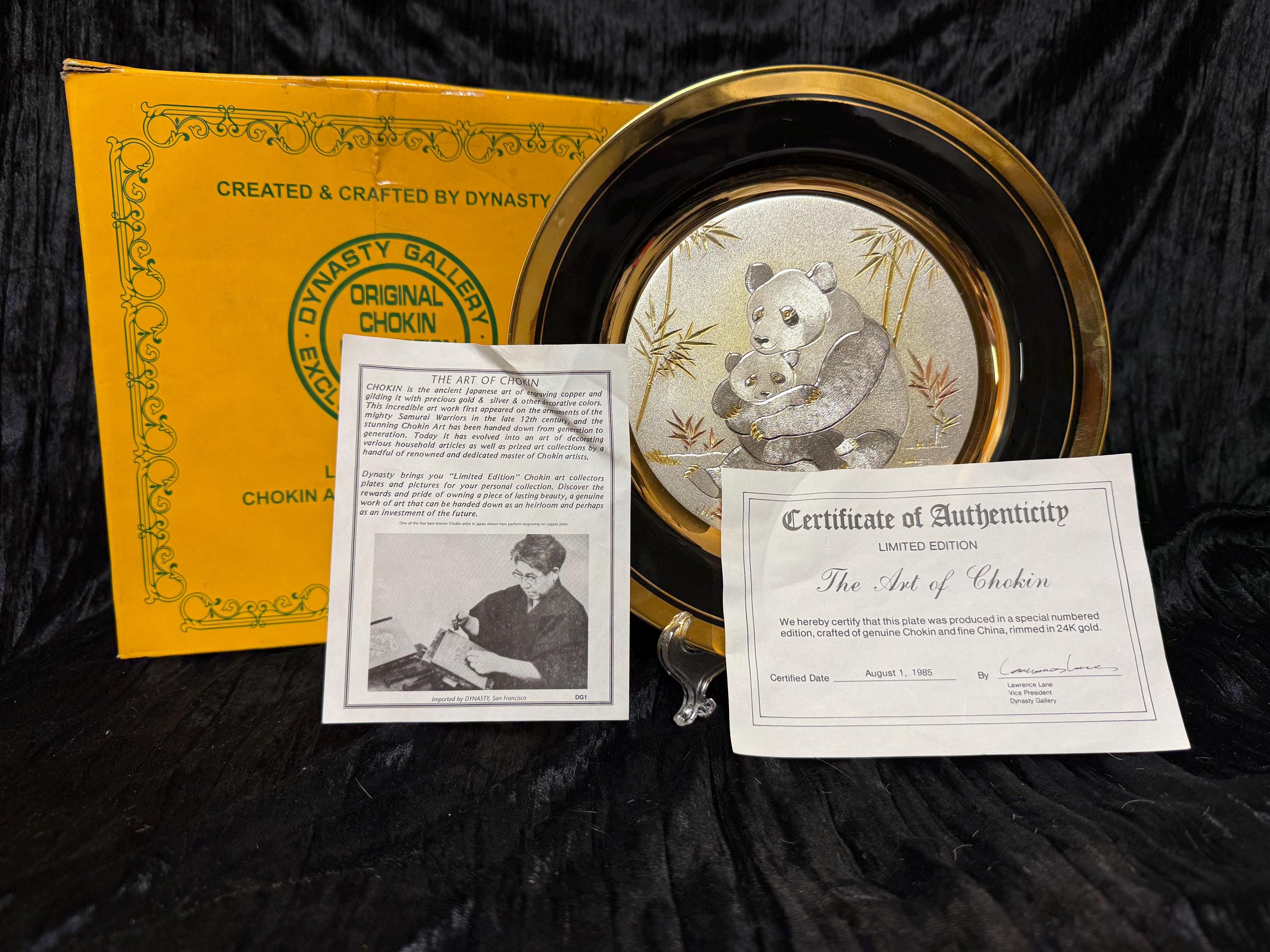 Vintage Rare Art of Chokin Panda Plate 24k Gold Rim - Etsy