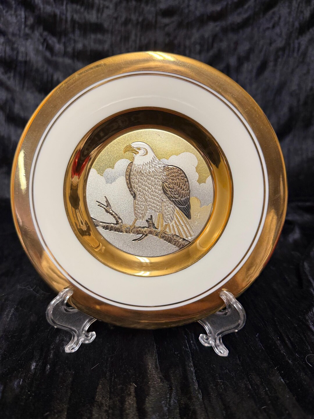 Rare Vintage Art of Chokin Bald Eagle Plate - Etsy