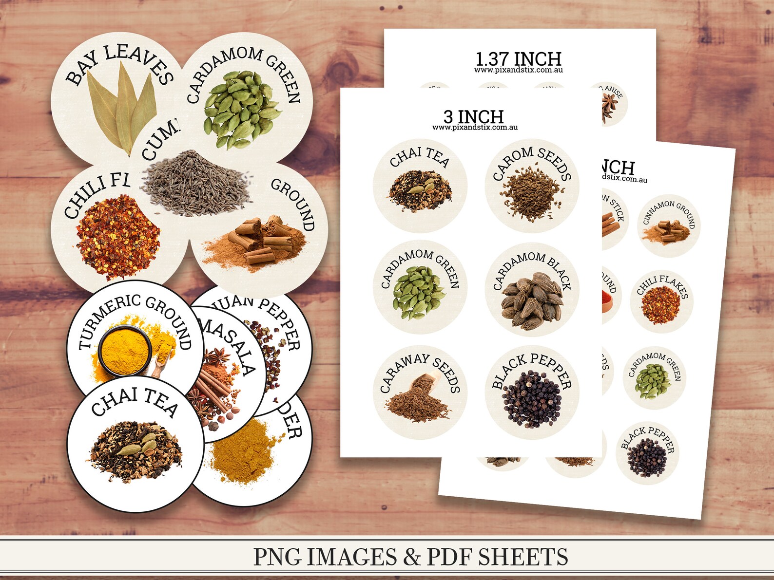 Printable Spice Jar Labels (PNG and Pdfs). Set of 36 Different Premium ...