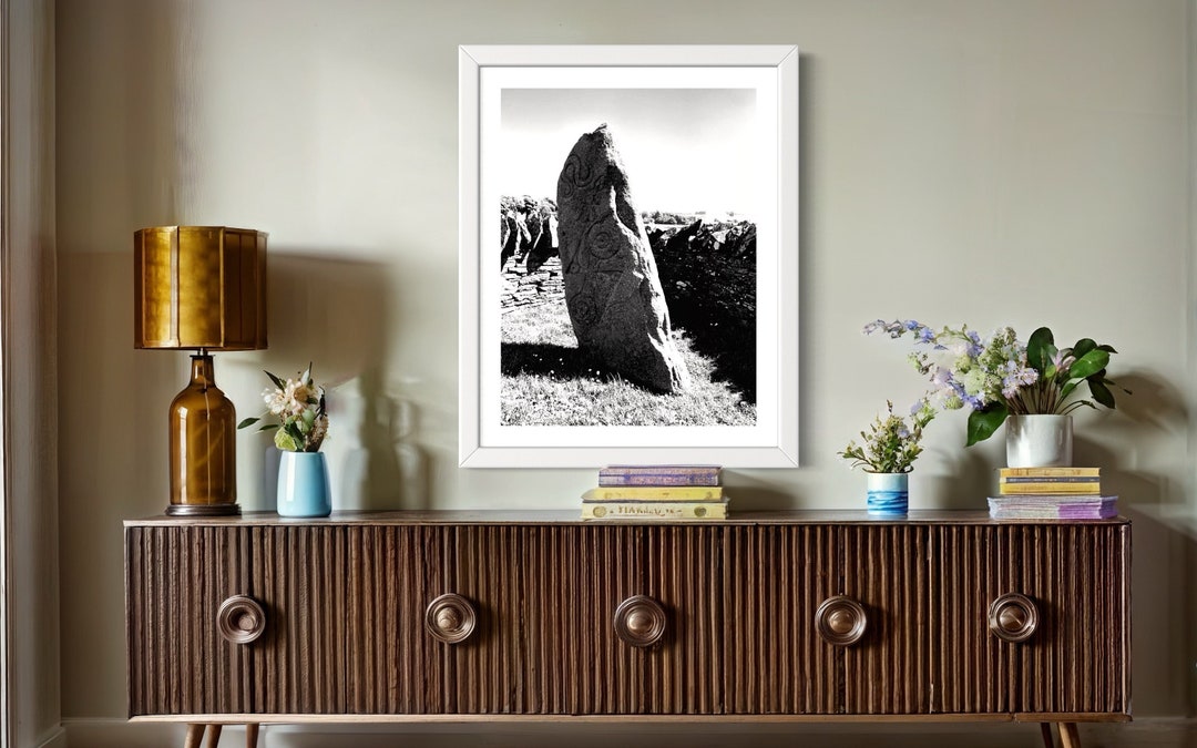 Aberlemno Pictish Pagan Standing Stone, Angus Scotland in Noir ...