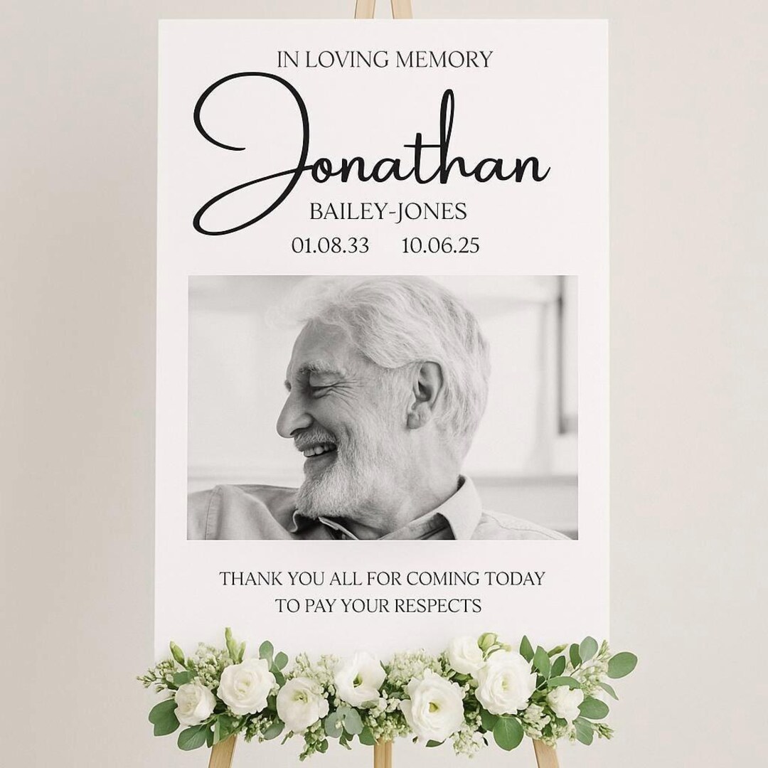 Minimalist Modern Funeral Memorial Welcome Sign Template | Editable ...