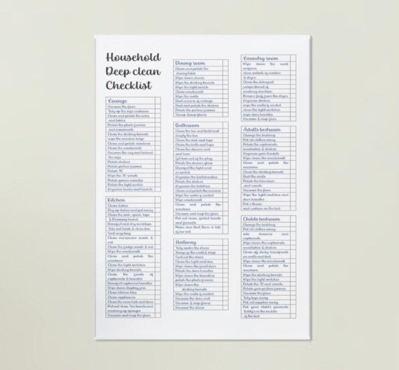 MASTER DEEP CLEAN Editable , Printable Easy to Read, Simple Household ...