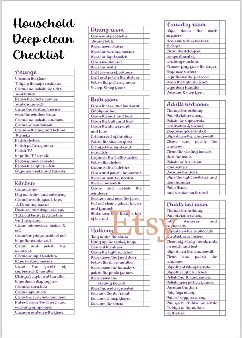 MASTER DEEP CLEAN Editable, Printable Easy to Read/ Follow Household ...