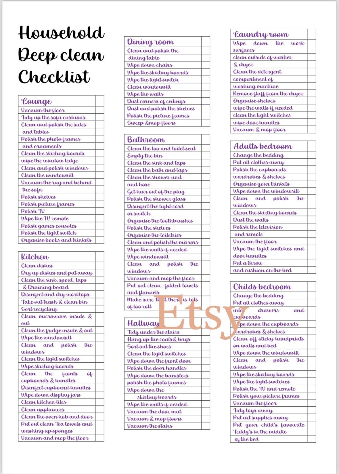 MASTER DEEP CLEAN Editable, Printable Easy to Read/ Follow Household ...