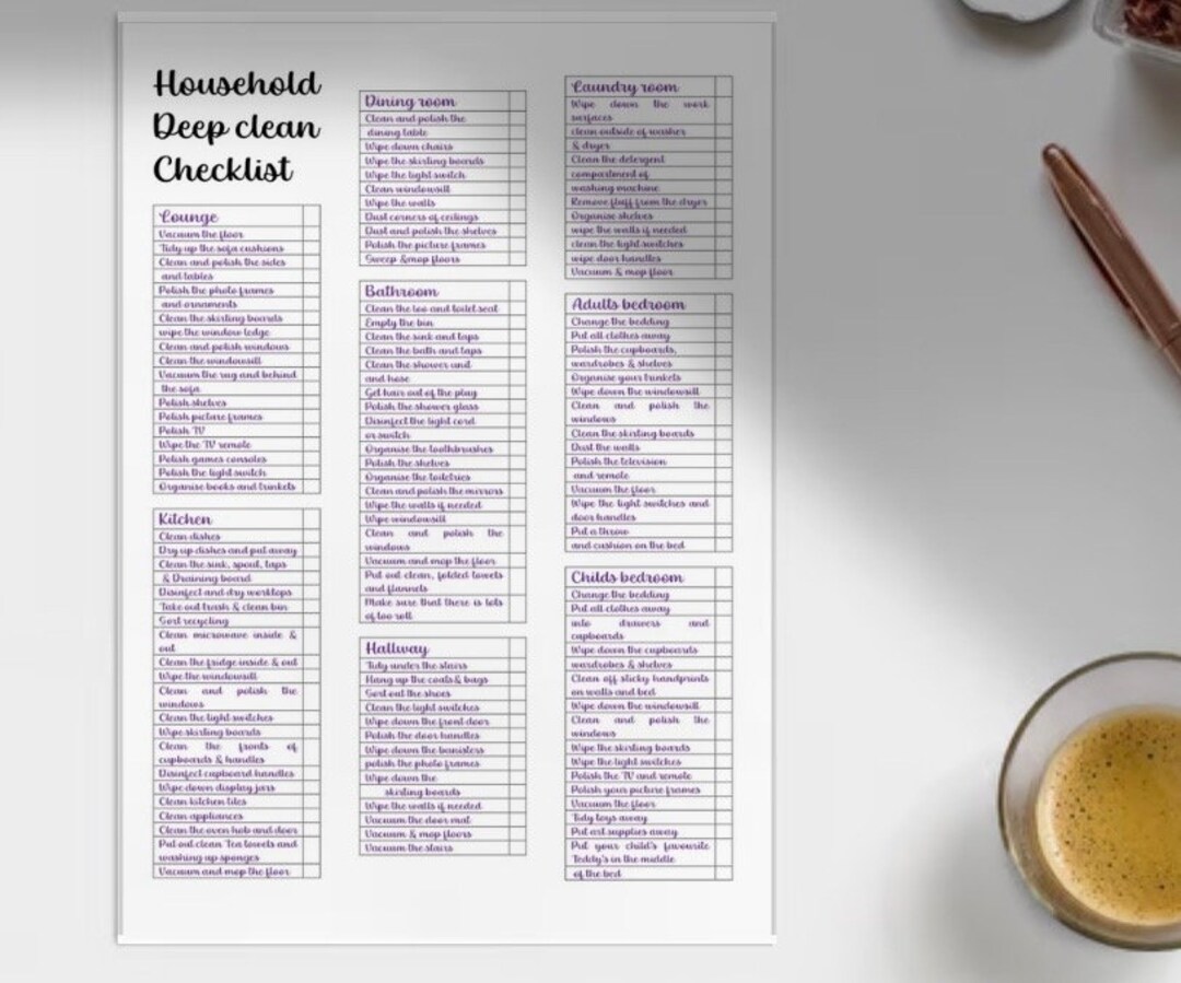 MASTER DEEP CLEAN Editable, Printable Easy to Read/ Follow Household ...