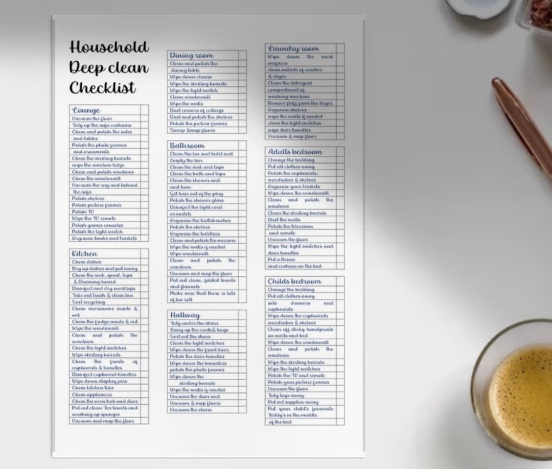 MASTER DEEP CLEAN Editable , Printable Easy to Read, Simple Household ...