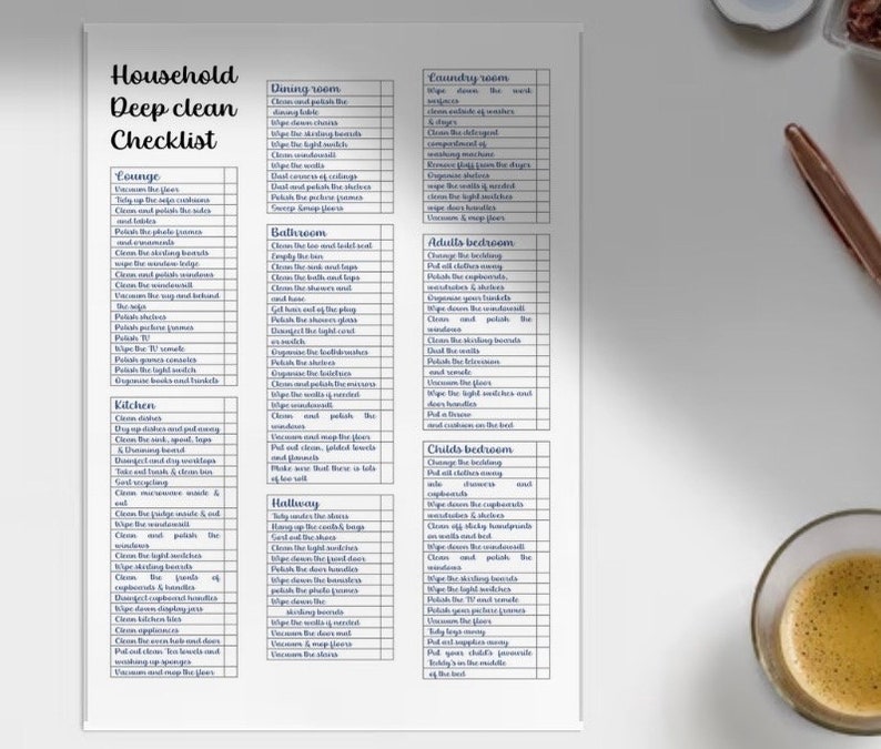 MASTER DEEP CLEAN Editable , Printable Easy to Read, Simple Household ...