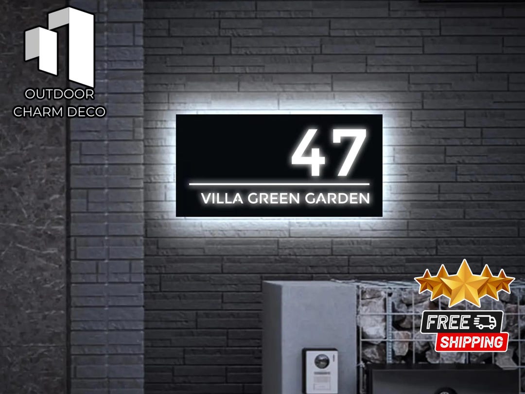 Personalized Lighted House Sign | Custom Illuminated Address Plaque ...