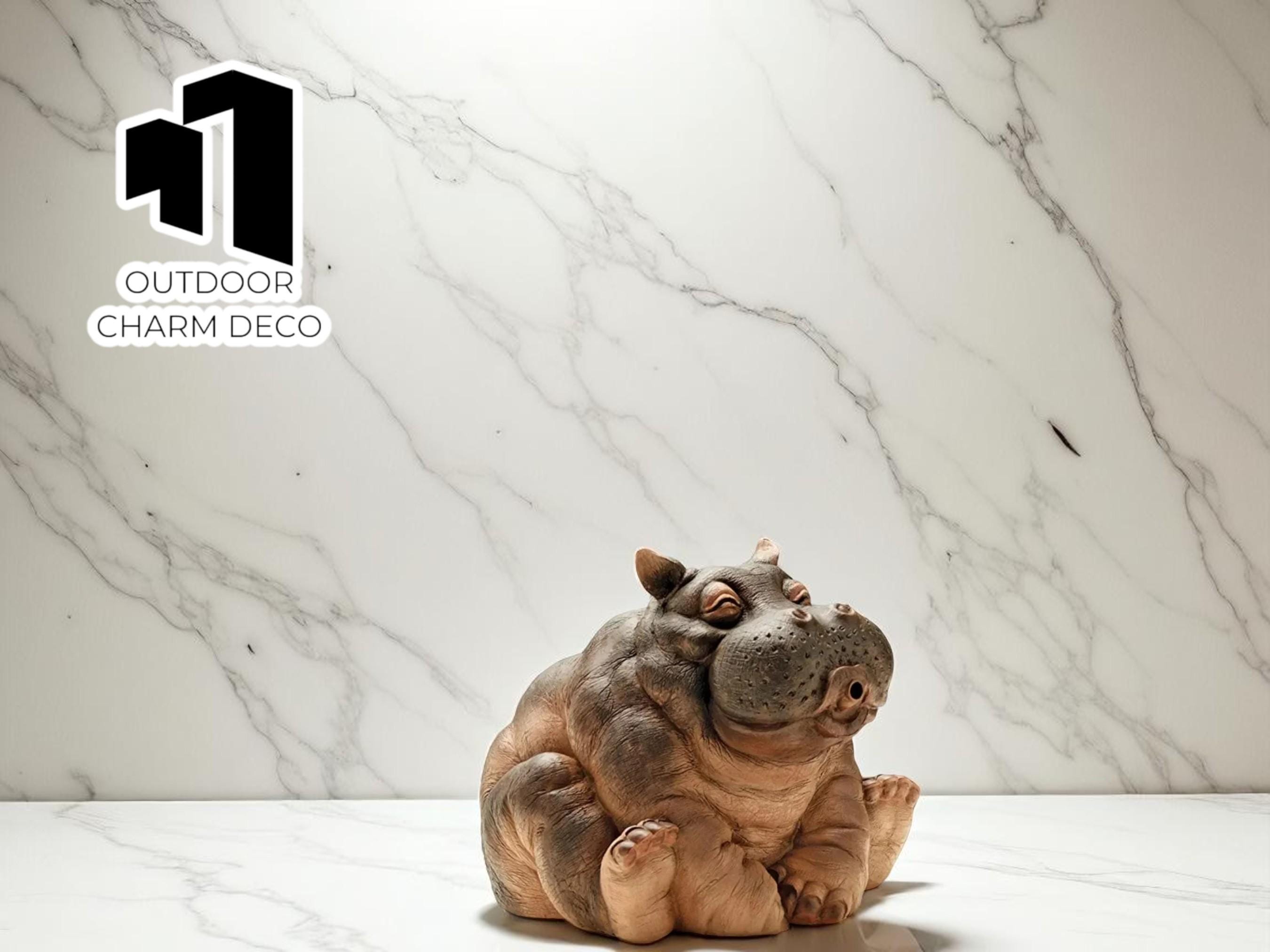 Hippo Pond Spitter Statue | Cute Animal Sprinkler Sculpture | Funny ...