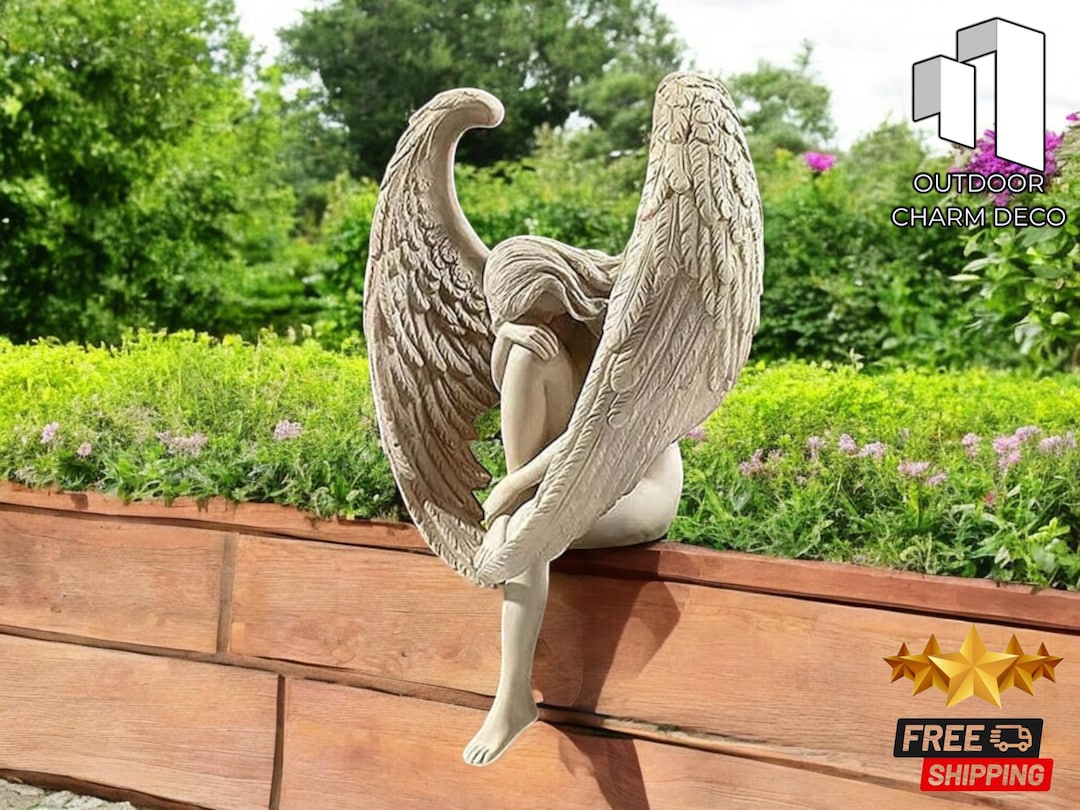 Hugging Legs Angel Statue | Emotional Resin Desk Figurine | Decorative ...