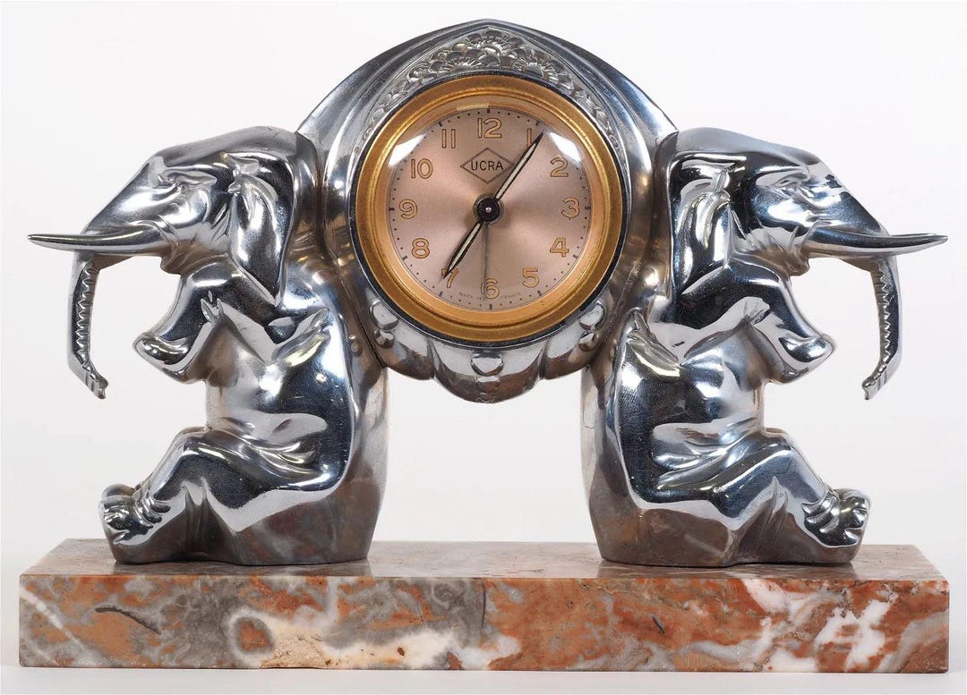 Rare French Art Deco Elephant Clock by UCRA - Etsy