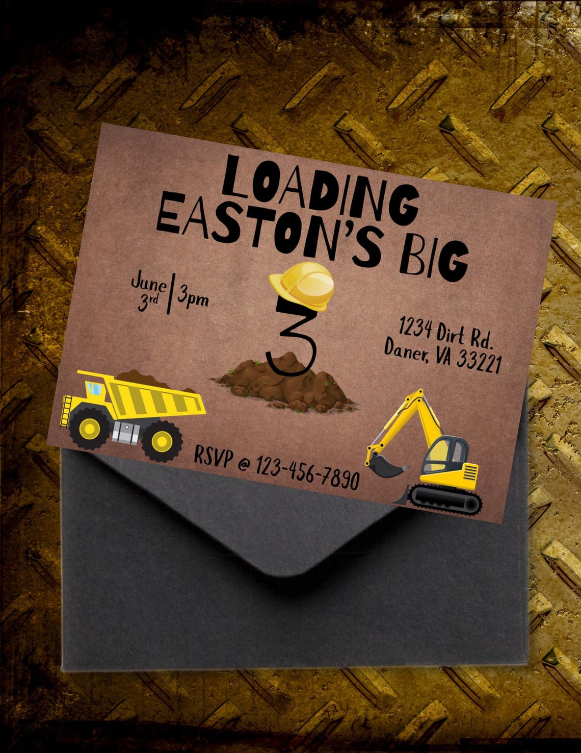 Construction Theme Birthday Invitation Canva Template - Etsy