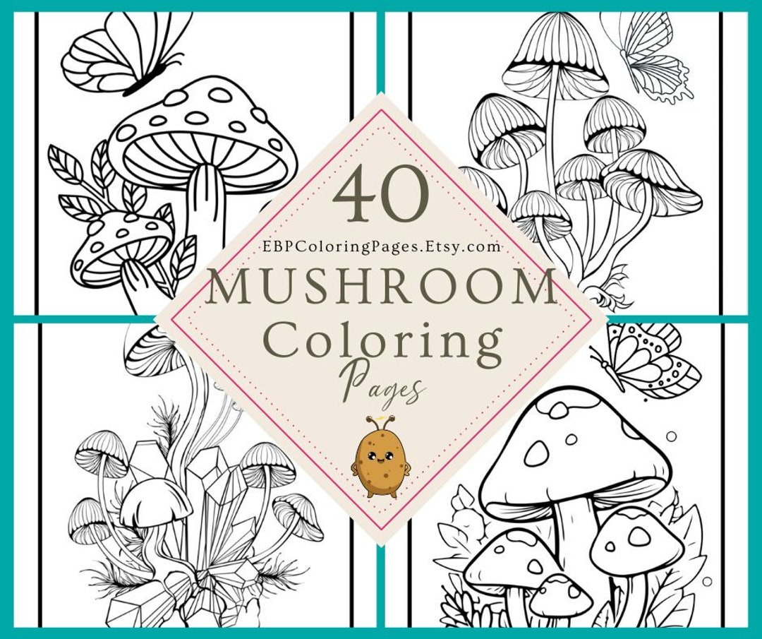 Mushroom Coloring Pages | 40 Unique Designs, Stress Relief (PDF) - Etsy