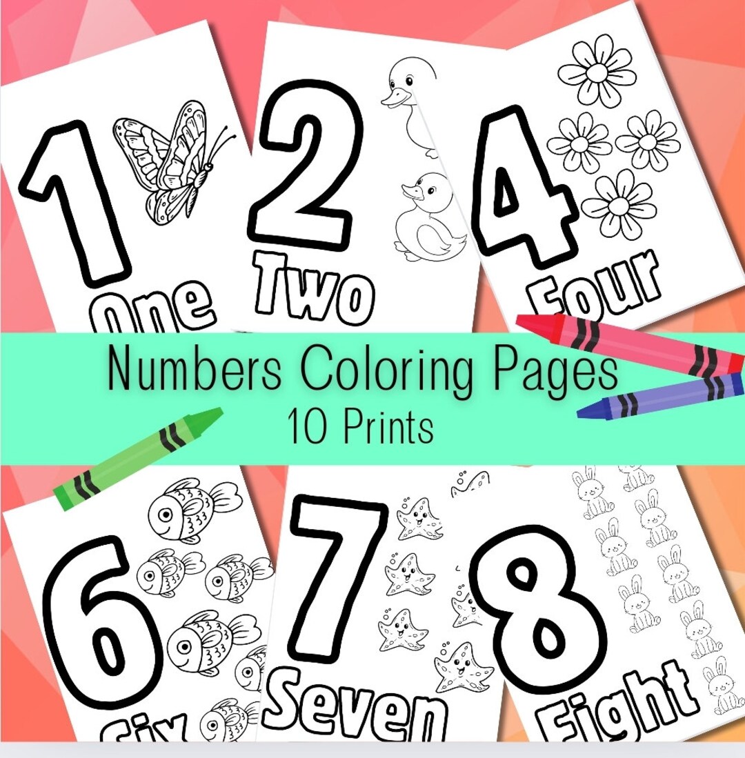 Number Coloring Pages • 1 Through 10 • Kids Coloring Pages - Etsy