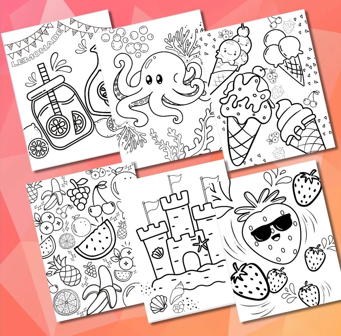 Summer Coloring Pages • Summer Coloring • All Ages Coloring - Etsy