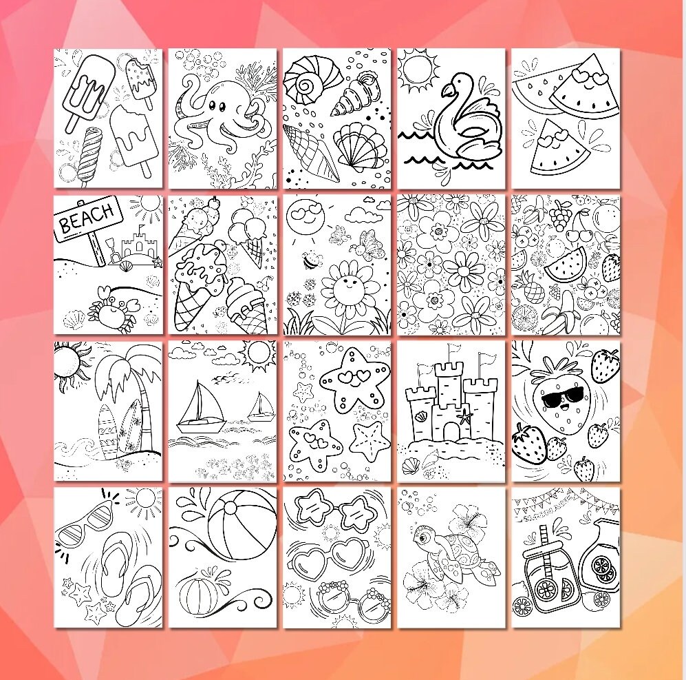 Summer Coloring Pages Summer Coloring All Ages Coloring - Etsy
